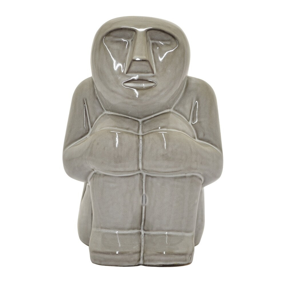 8 75 Ceramic Moai Statue In Gray 6 X 5 25 X 8 75
