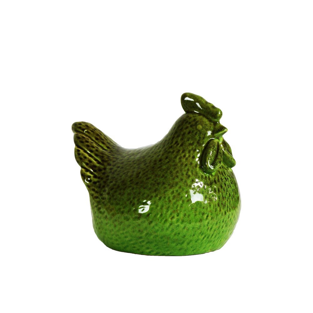 Gloss Green Ceramic Hen Decor SM