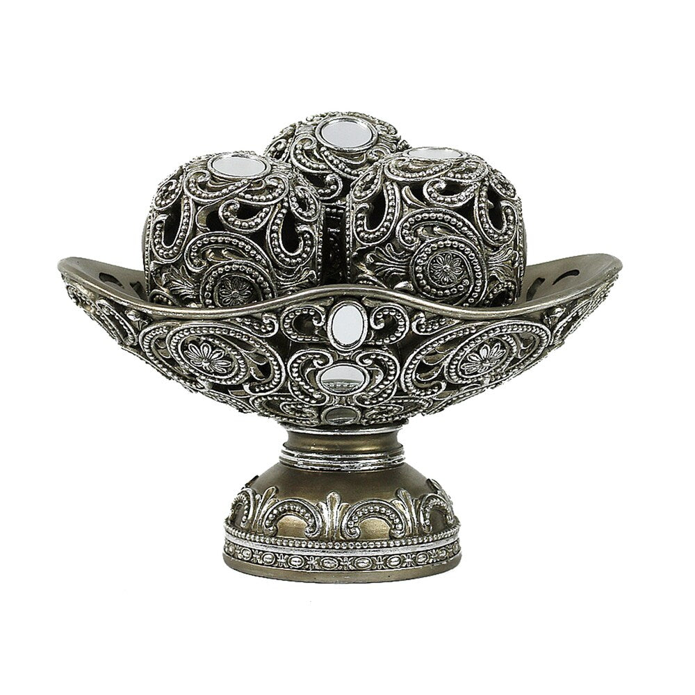 D'Lusso Designs Lorelei Collection Decorative Bowl With Three Orbs Set