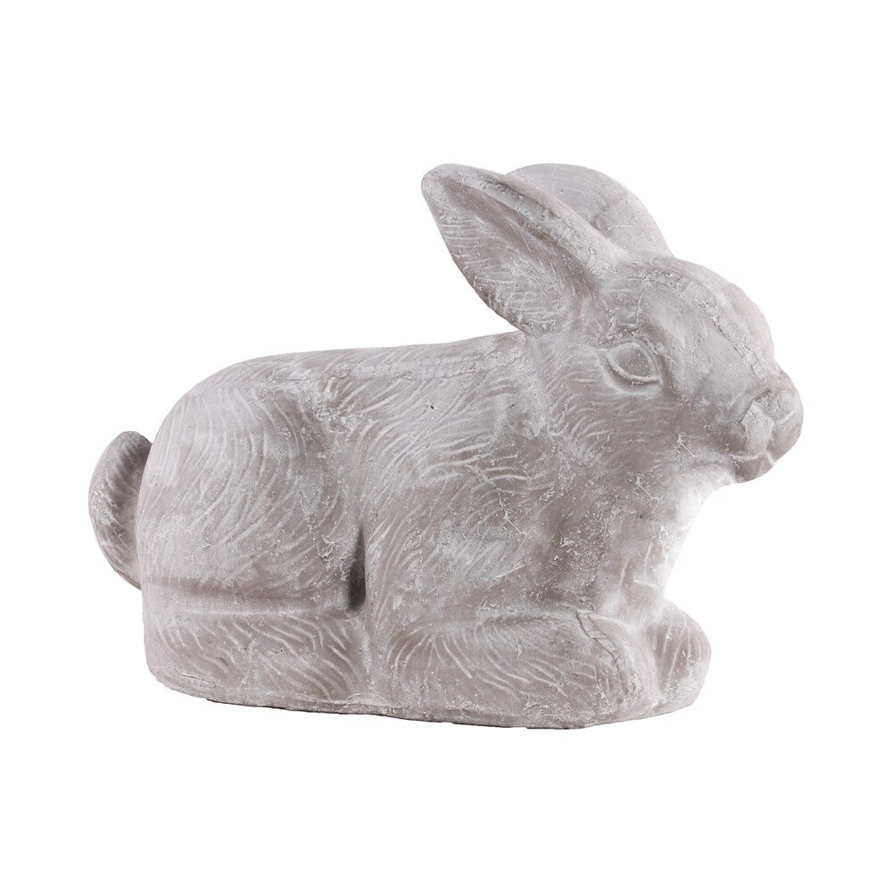 Grey Washed Concrete Terracotta Large Rabbit Figurine